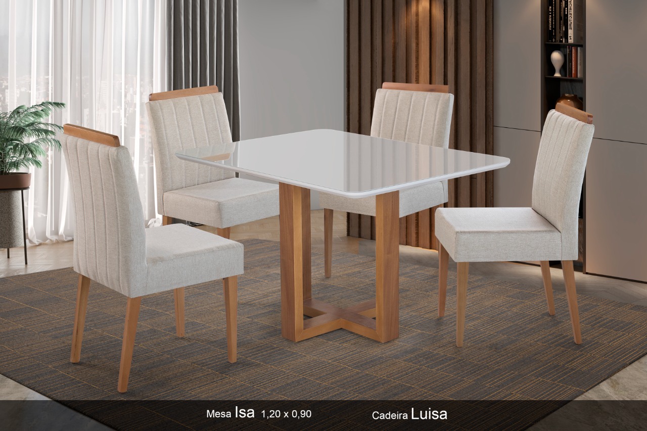 Mesa de Jantar Isa com 4 cadeiras Luiza – Aura Decor